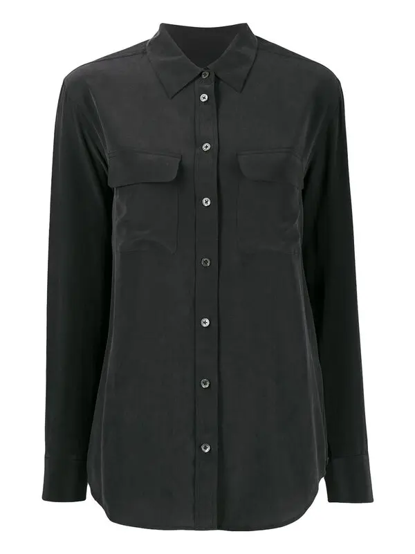 Equipment Signature Slim-fit Silk Shirt - Black
