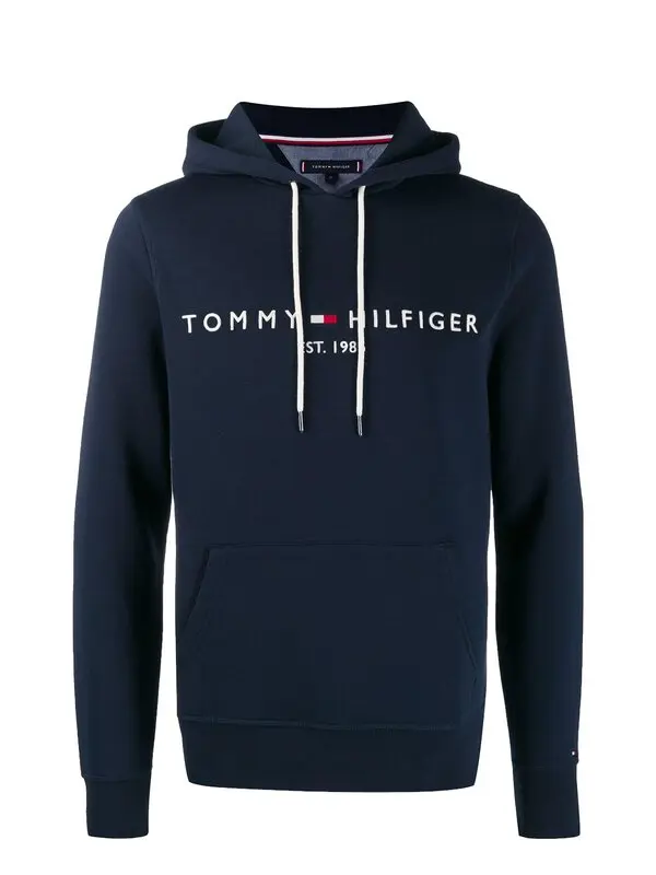 Tommy Hilfiger Embroidered Logo Hoodie - Blue