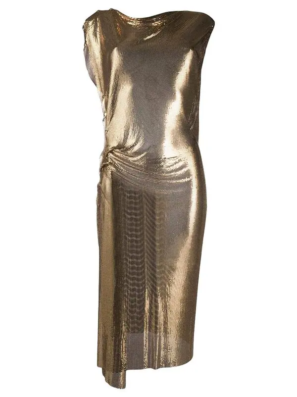 Rabanne Metallic Fitted Midi Dress - Gold