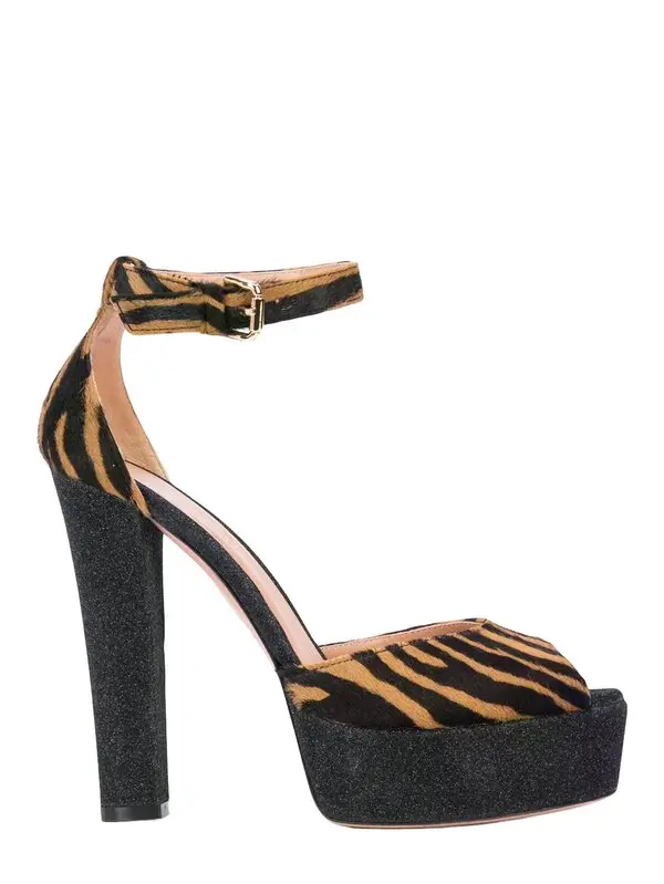 MADISON MAISON Zebra Platform Sandals - Black