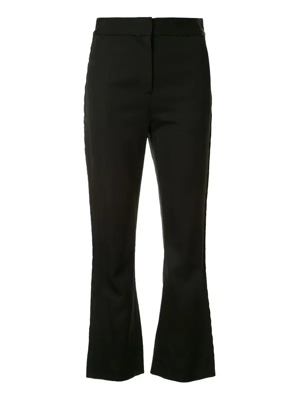 Olivia Palermo Cropped Flared Trousers - Black