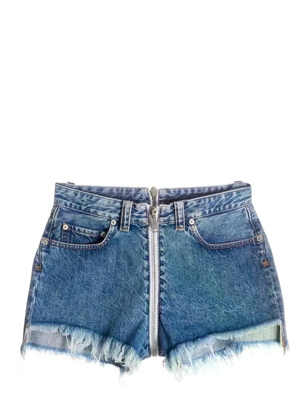 BEN TAVERNITI UNRAVEL PROJECT Front-to-back Raw Denim Shorts - Blue