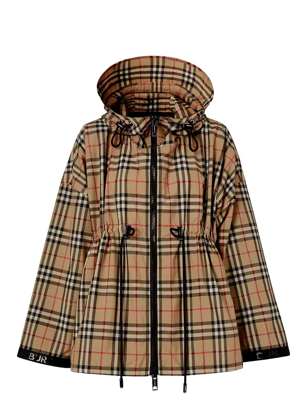 Burberry Logo Tape Vintage Check Hooded Jacket - Neutrals