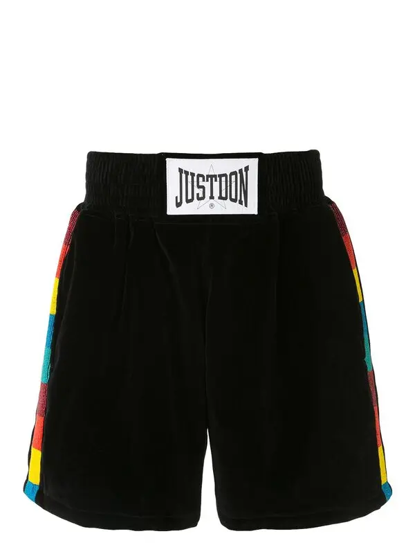 JUST DON Velvet Track Shorts - Black