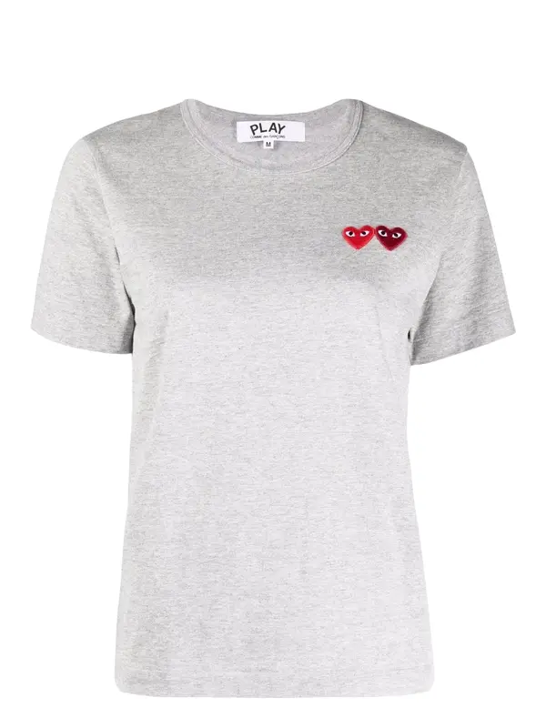 Play Comme Des Garcon Double Heart Logo T-shirt - Grey