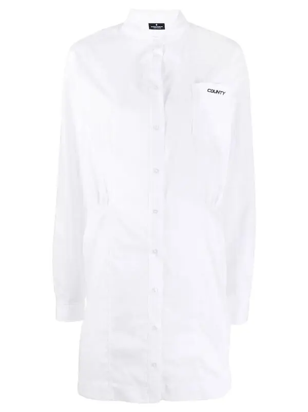COUNTY OF MILAN Logo Embroidered Shirt Dress - White