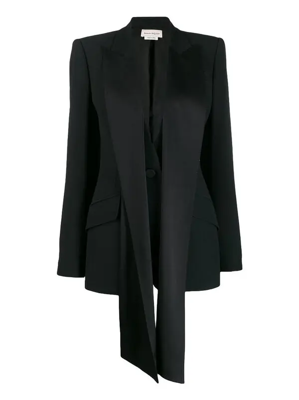 Alexander McQueen Silk Ribbon Embellished Blazer - Black
