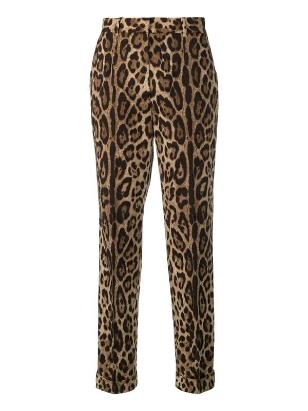 Dolce & Gabbana Leopard Print Trousers - Brown