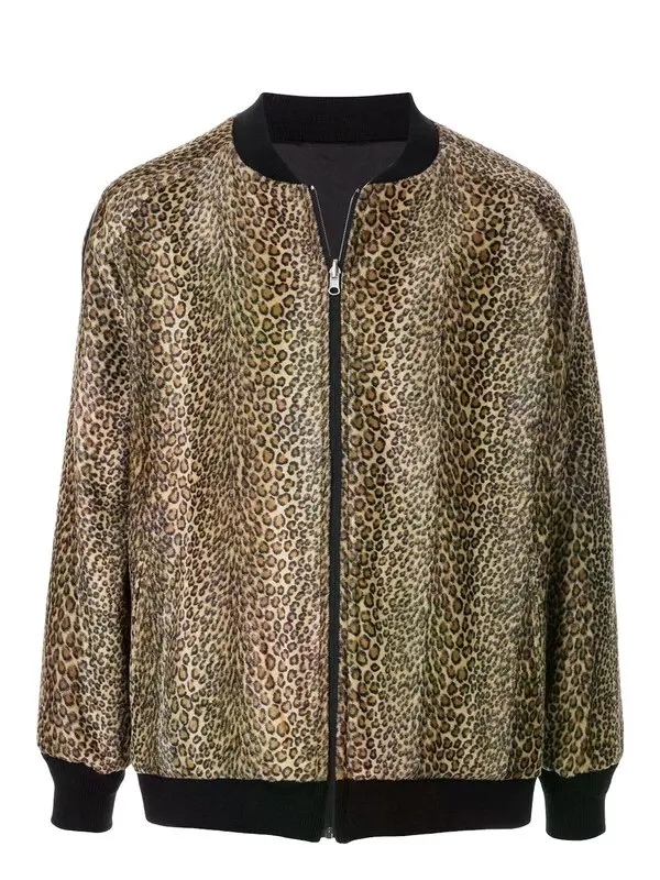 Needles Leopard-print Velour Bomber Jacket - Black