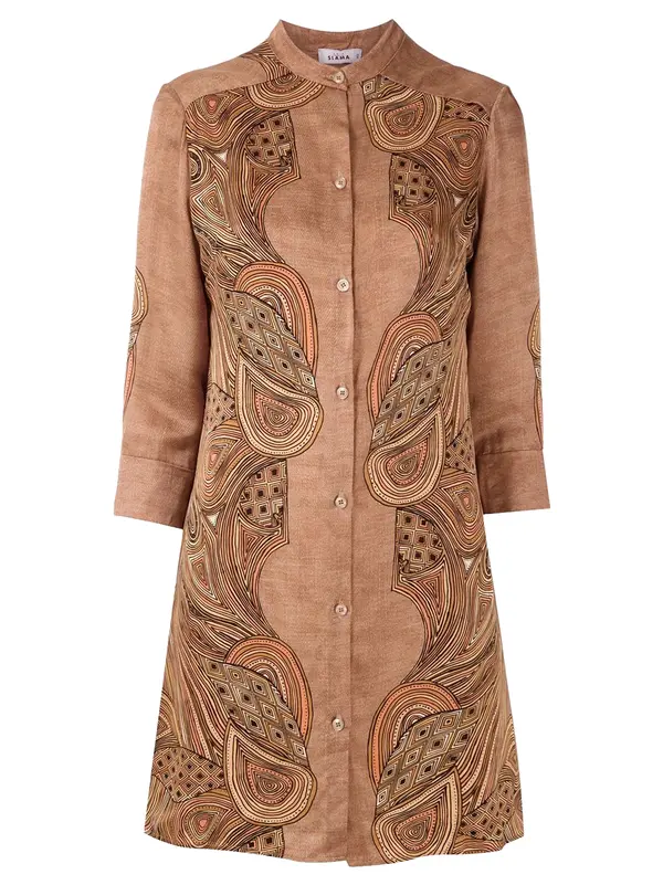 AMIR SLAMA Silk Shirt Dress - Brown