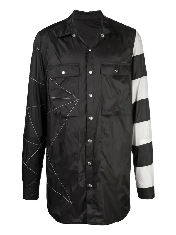 Rick Owens Humbug Striped Shirt Jacket - Black