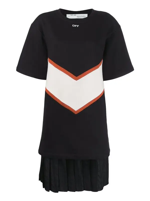 Off-White Contrasting Panels T-shirt Dress - Black