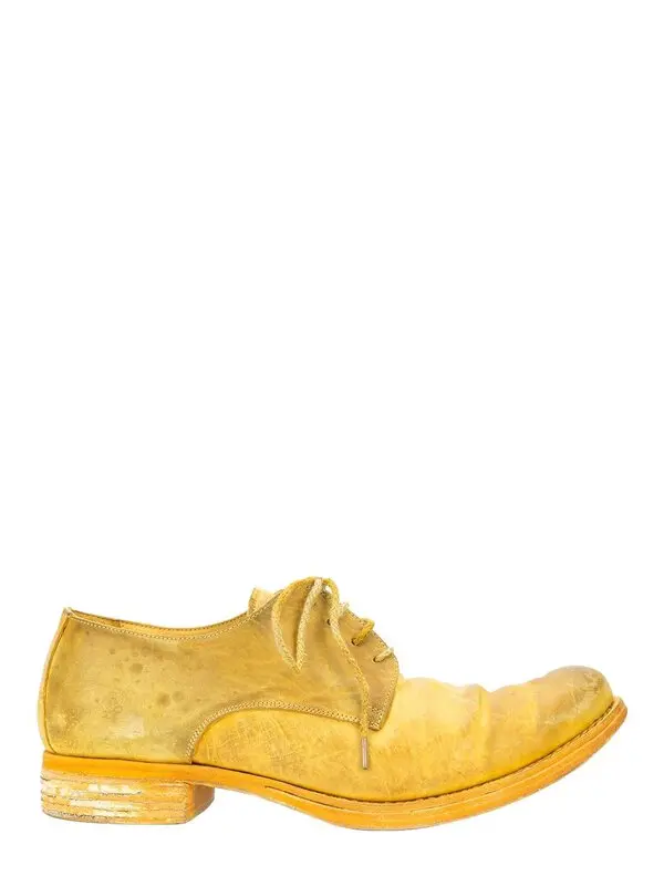 A DICIANNOVEVENTITRE Distressed Leather Derby Shoes - Yellow