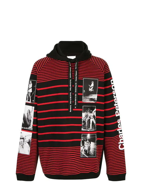 TAKAHIROMIYASHITA THESOLOIST. Graphic Striped Hoodie - Red