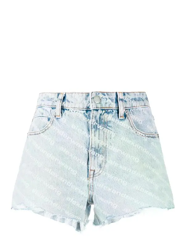 Alexander Wang Logo-print Denim Shorts - Blue