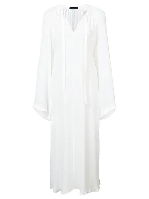 Voz Silk Bell Sleeve Dress - White