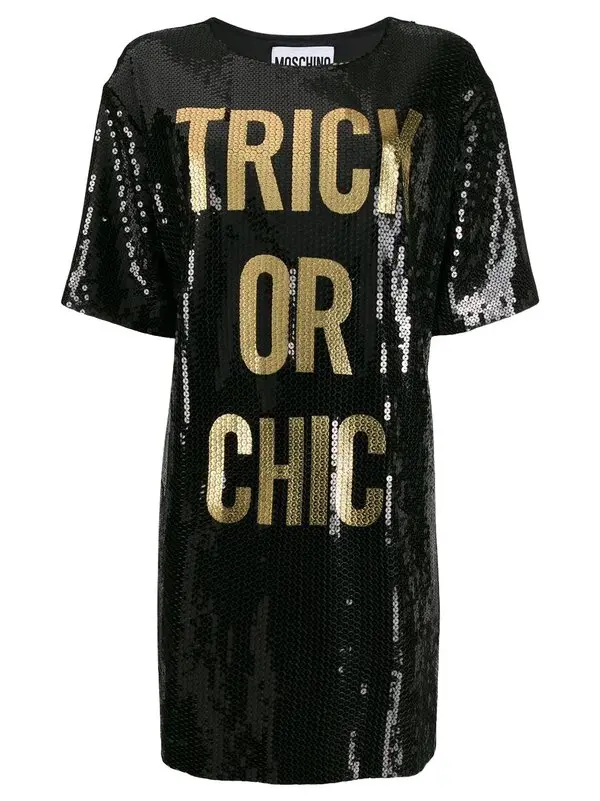 Moschino Sequined T-shirt Dress - Black