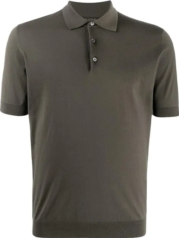 DELL'OGLIO Plain Short-sleeved Polo Shirt - Green
