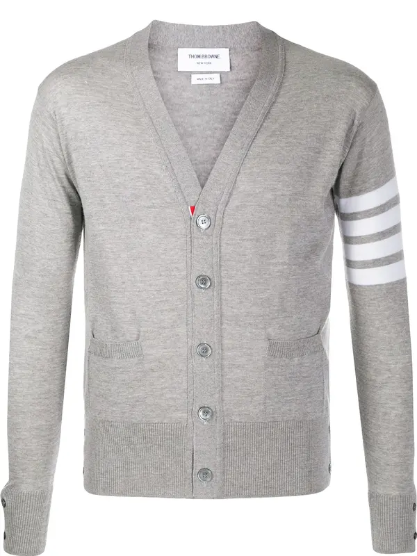 Thom Browne 4-bar V-neck Cardigan - Grey