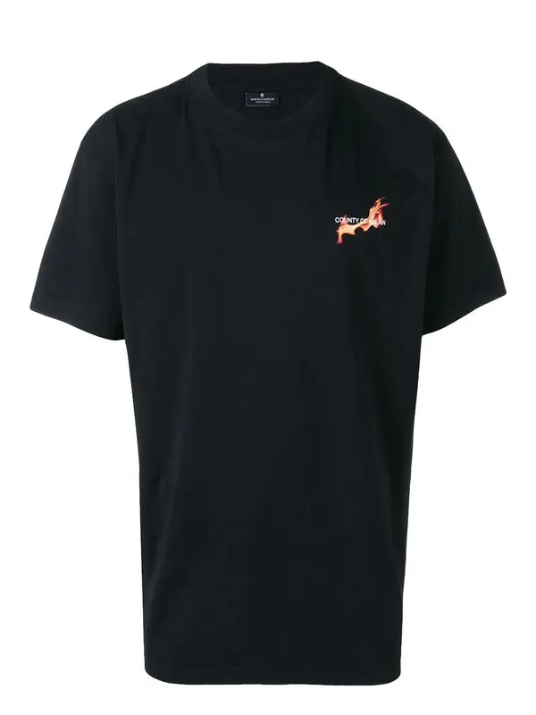 COUNTY OF MILAN Flaming Basketball Print T-shirt - Black