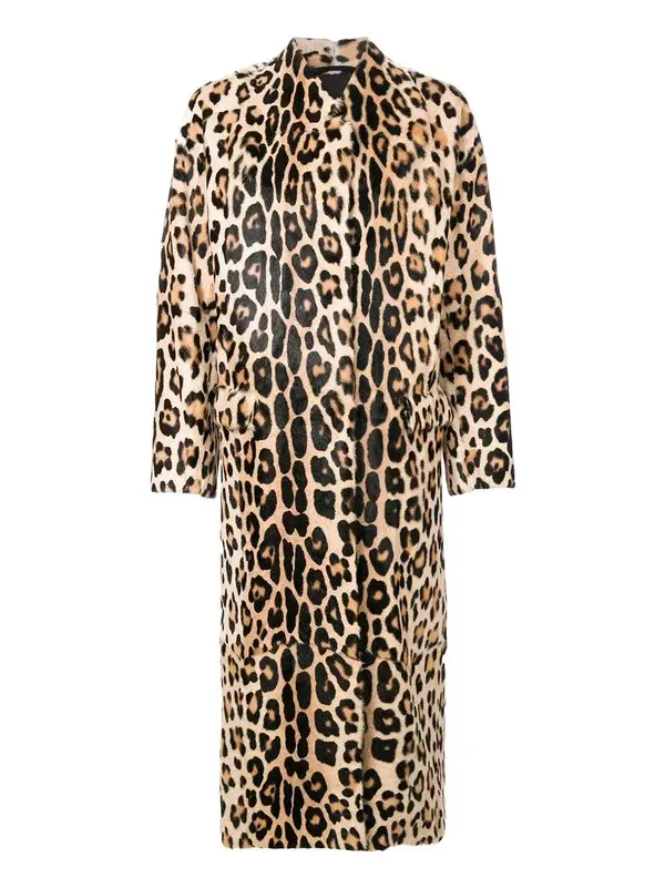 LISKA Leopard Print Goat Fur Coat - Brown