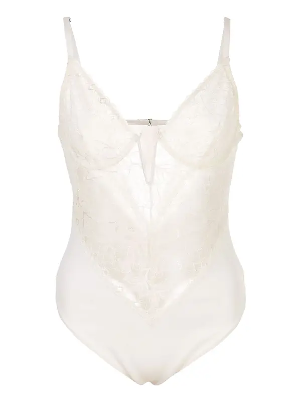 FLEUR DU MAL Gardenia Lace Bodysuit - White