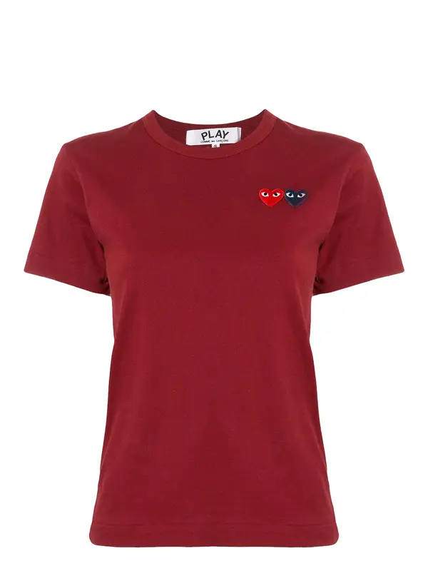 Play Comme Des Garcon Logo Embroidered T-shirt - Red