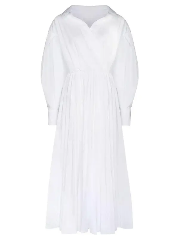 Valentino Garavani Wrap Pleated Shirt Dress - White