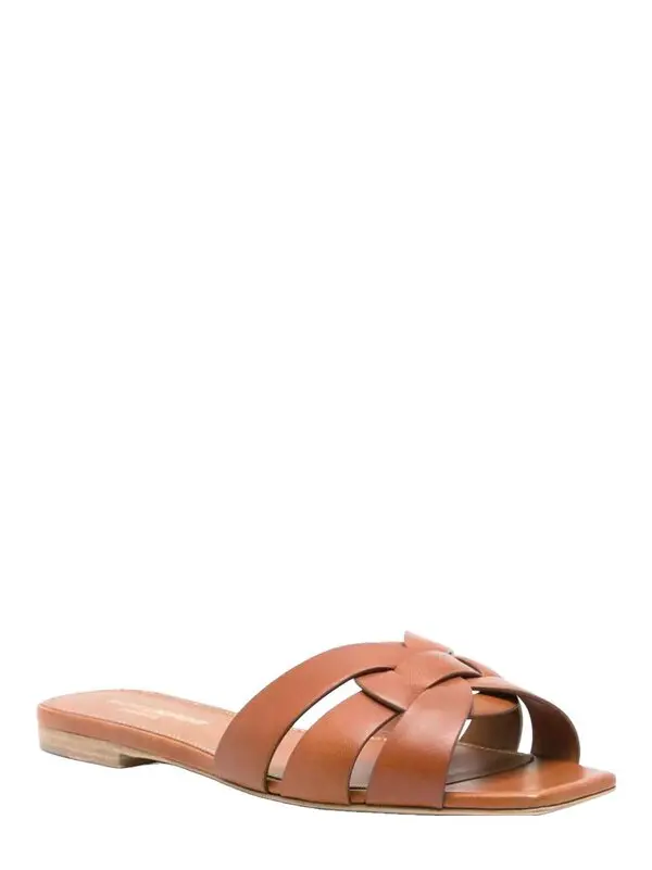 Saint Laurent Tribute Flat Sandals - Neutrals