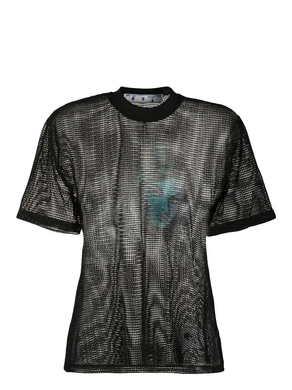 Off-White Printed Net Top - Black