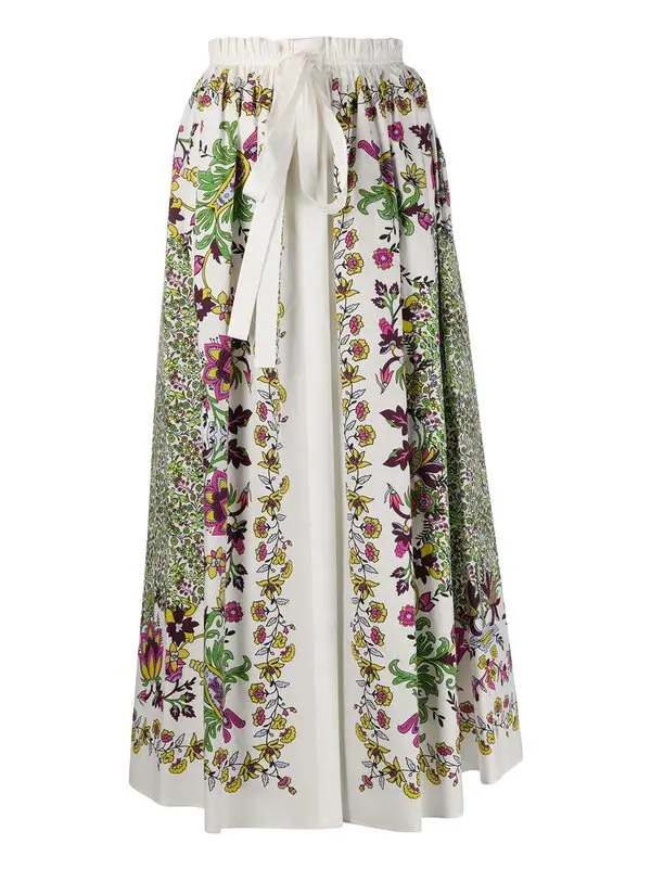 Givenchy Cotton Floral Print Midi Skirt - White