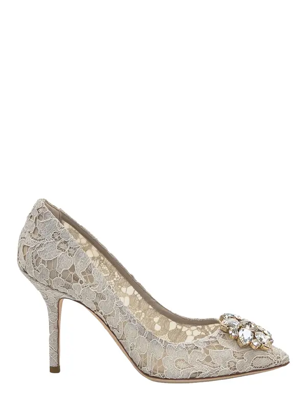 Dolce & Gabbana Taormina Lace Crystal-embellished Pumps - White
