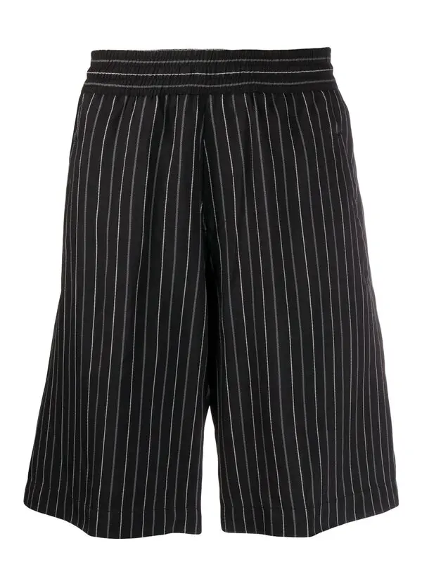 Neil Barrett Pinstripe Elasticated Waistband Shorts - Black