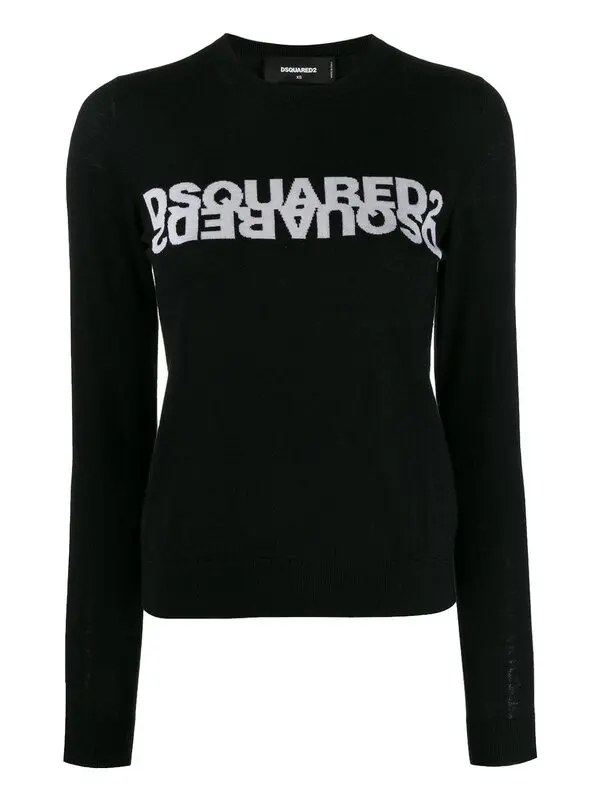 Dsquared2 Wool Logo Knitted Jumper - Black