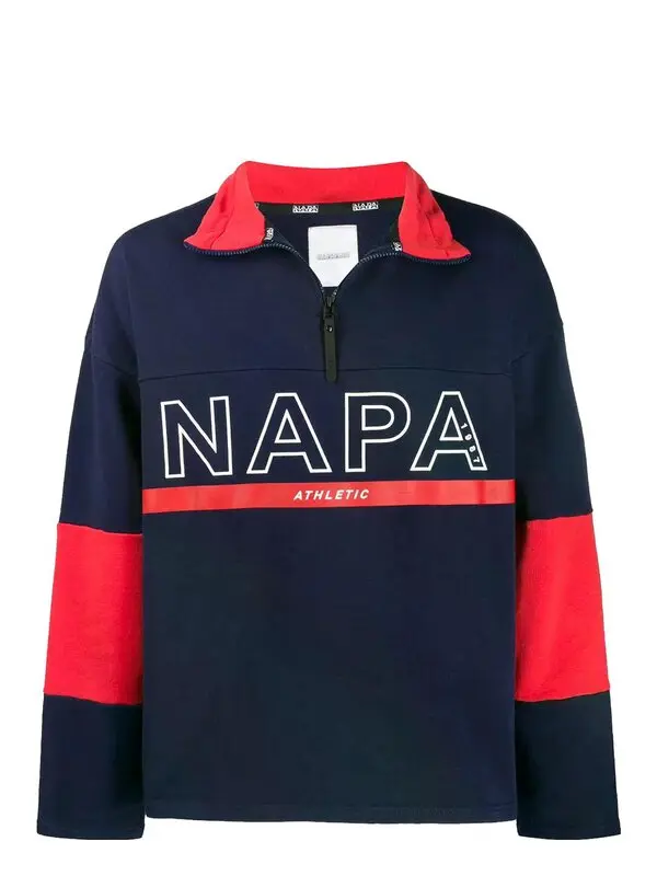 NAPAPIJRI Logo Printed Fleece Pullover - Blue