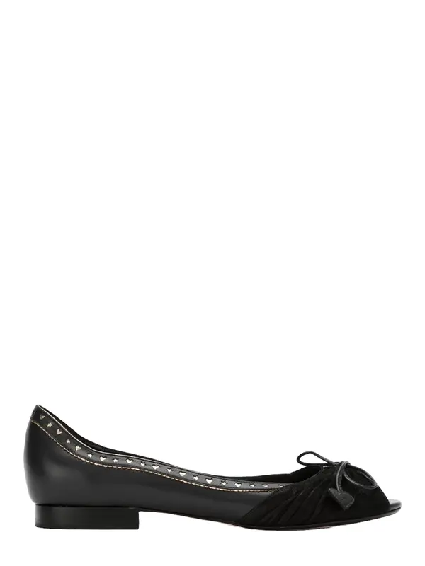 STUDIO CHOFAKIAN Bow Leather Ballerinas - Black