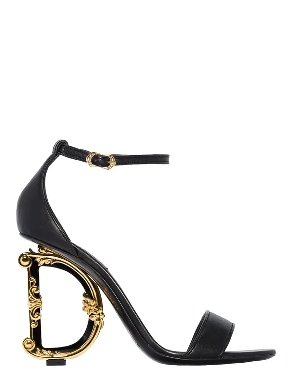 Dolce & Gabbana Baroque Dg 105mm Leather Sandals - Black