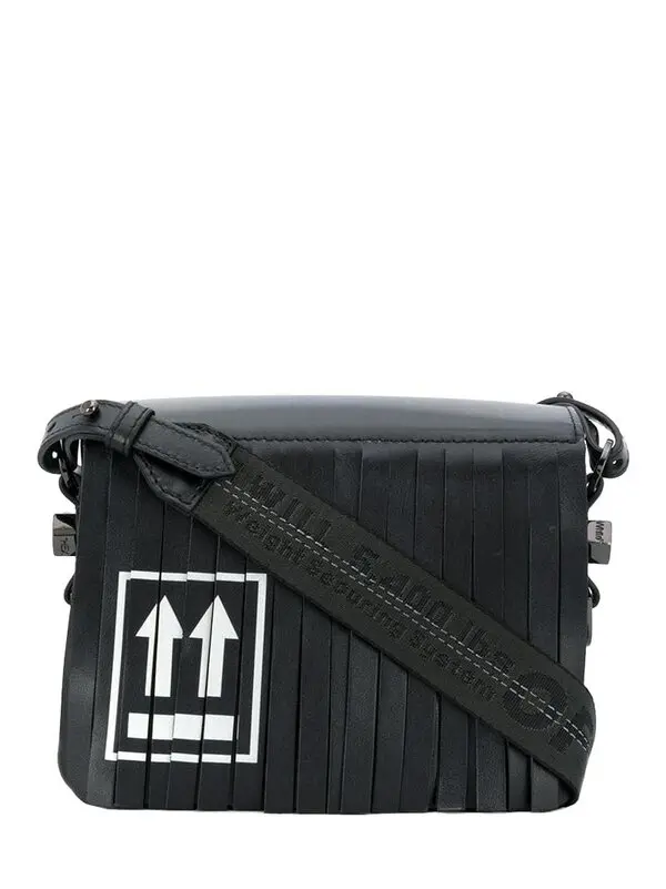 Off-White Fringed Flap Bag - Black