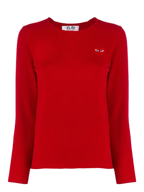 Play Comme Des Garcon Heart Appliqué Sweater - Red