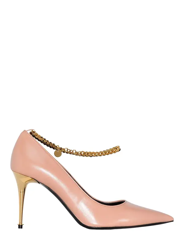 TOM FORD Chain-trimmed 85mm Leather Pumps - Neutrals
