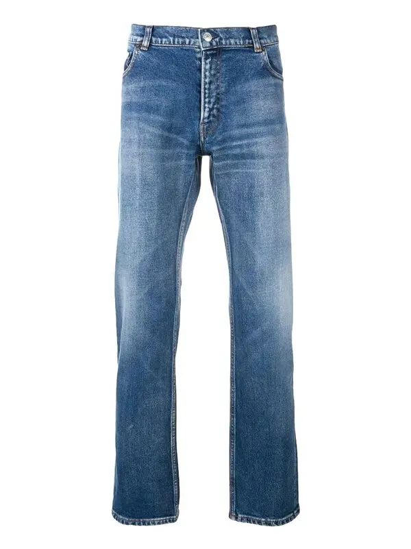 Balenciaga Slim Fit Jeans With Bleached Effect - Blue