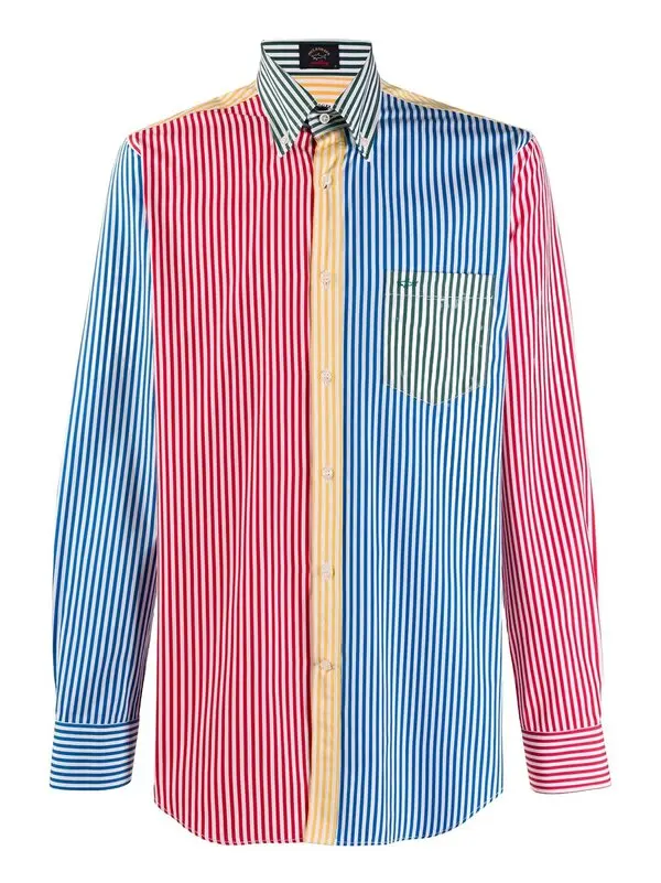 Paul & Shark Striped Colour-block Shirt - Red