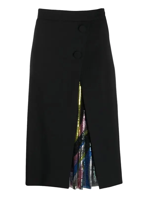 Emilio Pucci Sequin Detail Wrap Midi Skirt - Black