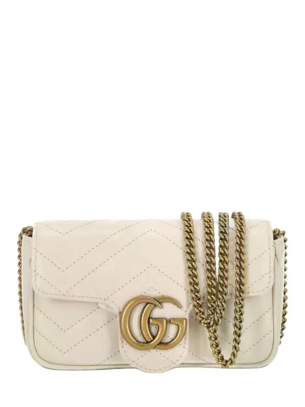 Gucci Super Mini Gg Marmont Shoulder Bag - White