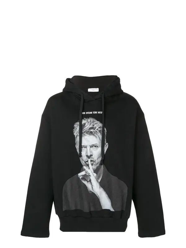 IH NOM UH NIT David Bowie Print Hoodie - Black