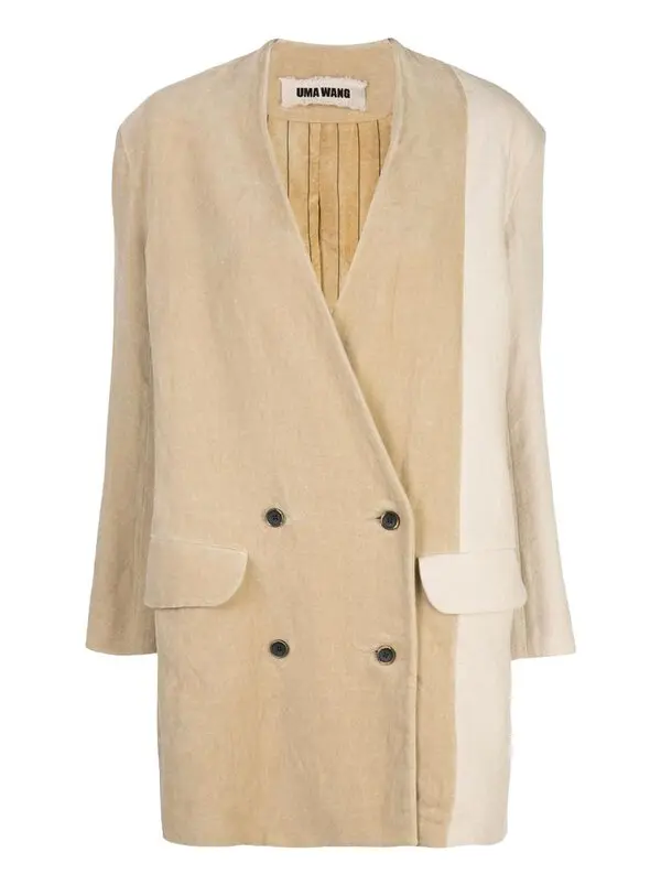 UMA WANG Oversized Double-breasted Blazer - Neutrals