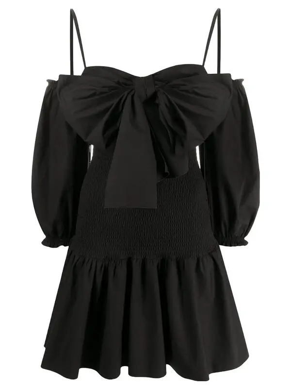Red Valentino Bow-detail Poplin Dress - Black