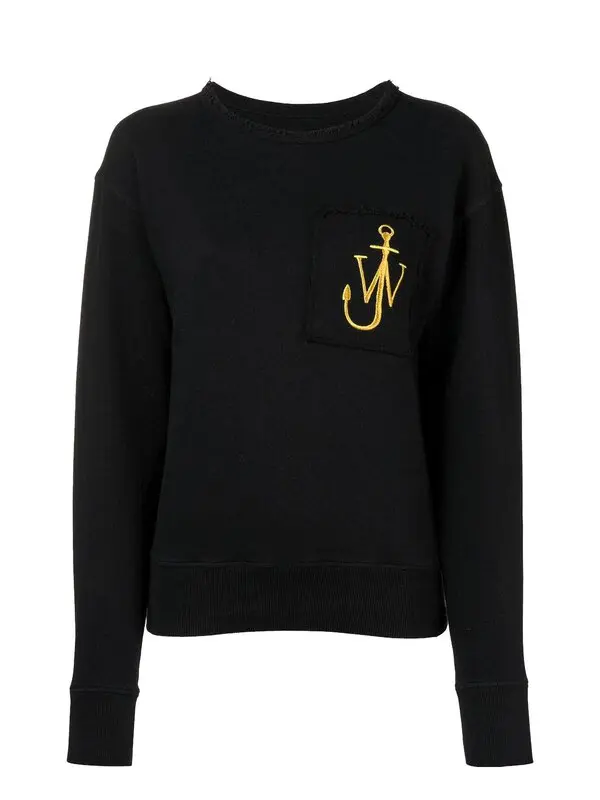 JW Anderson Washed Raw-edge Logo Sweatshirt - Black