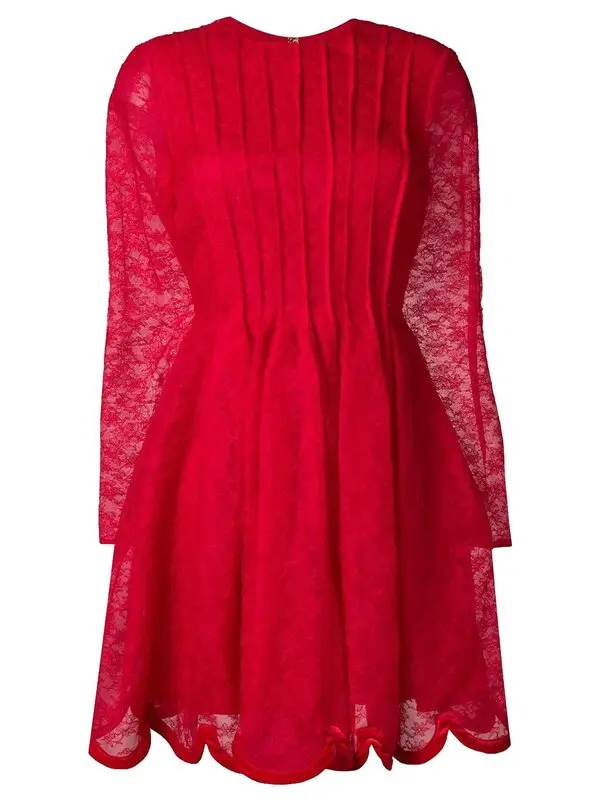 Valentino Garavani Floral Lace Skater Dress - Red