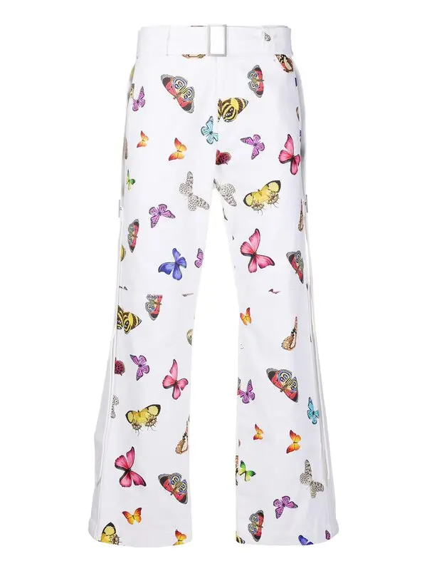 Palm Angels Butterfly Print Straight Trousers - White